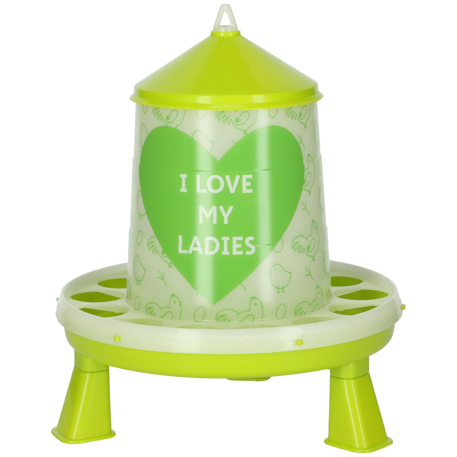 Chicken Feeder with feet "i love my ladies